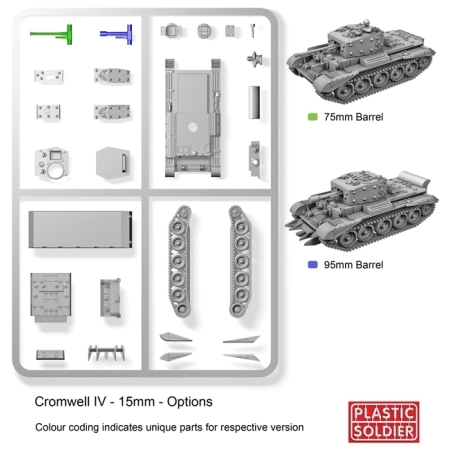 BRITISH Cromwell medium Tank Sprue 15mm WWII PLASTIC SOLDIER COMPANY