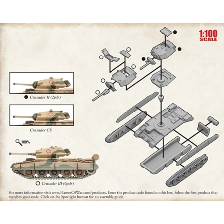 BRITISH CRUSADER II/III Medium Tank Sprue 15mm WWII BATTLEFRONT FLAMES ...