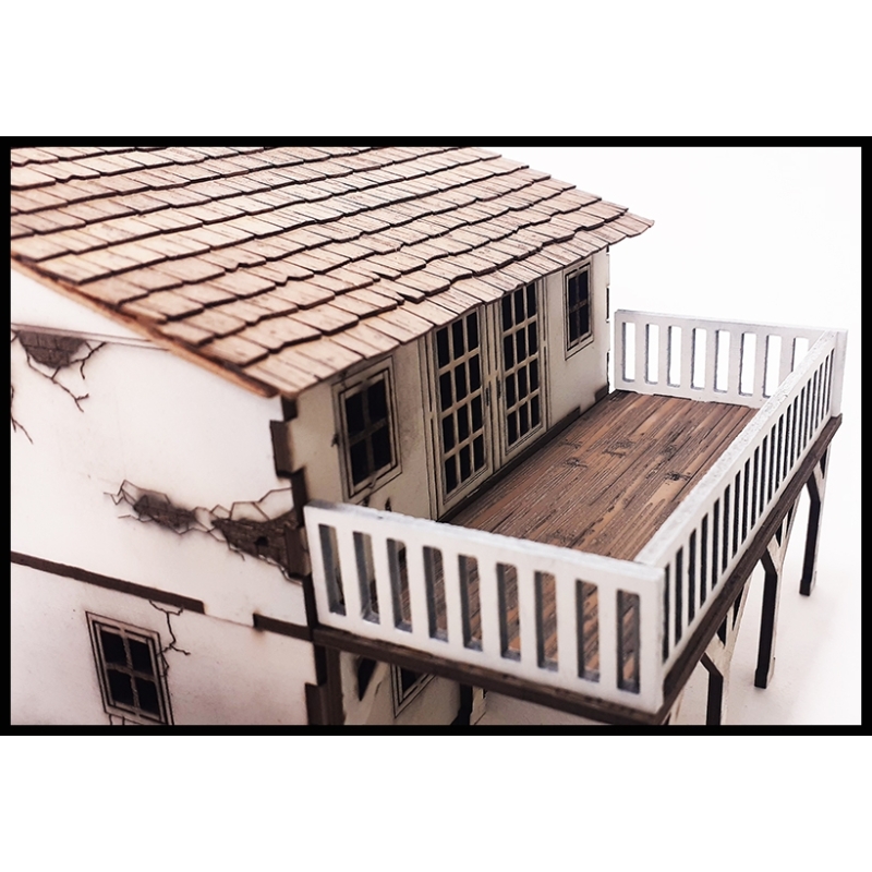 Large Two Story House w/Balcony Prepainted Laser-cut 28mm Buildings ...