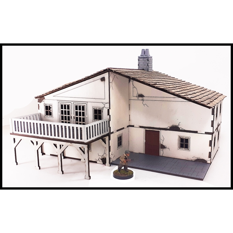 Large Two Story L Shaped House w/ Balcony Prepainted Laser-cut 28mm ...