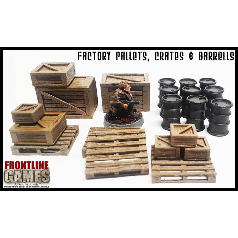 Factory Pallets Crates and Barrels 28mm WWII FRONTLINE GAMES
