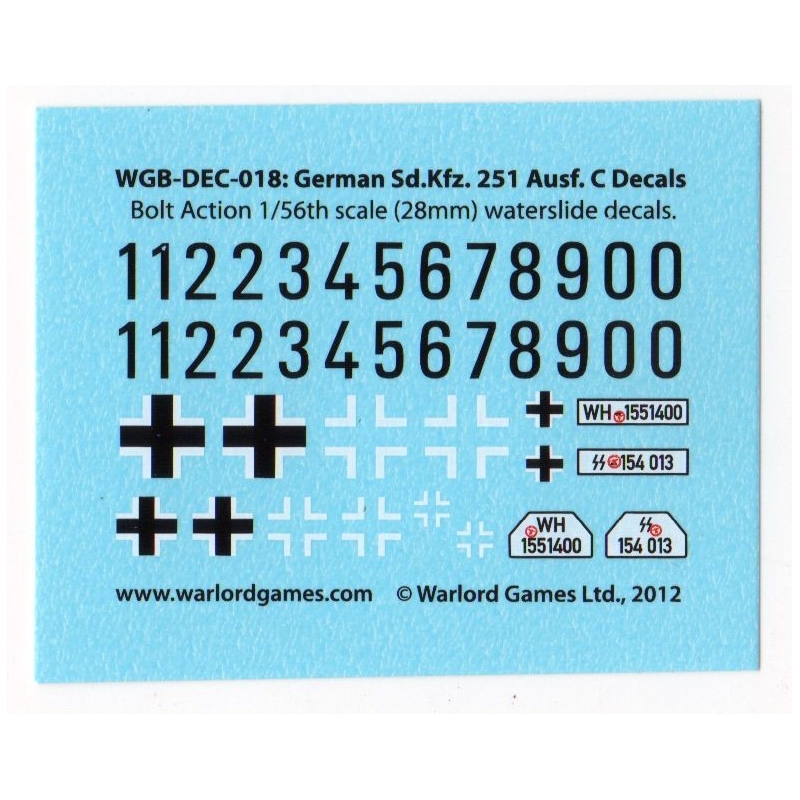 28mm WWII German Half-track decals sheet WARLORD