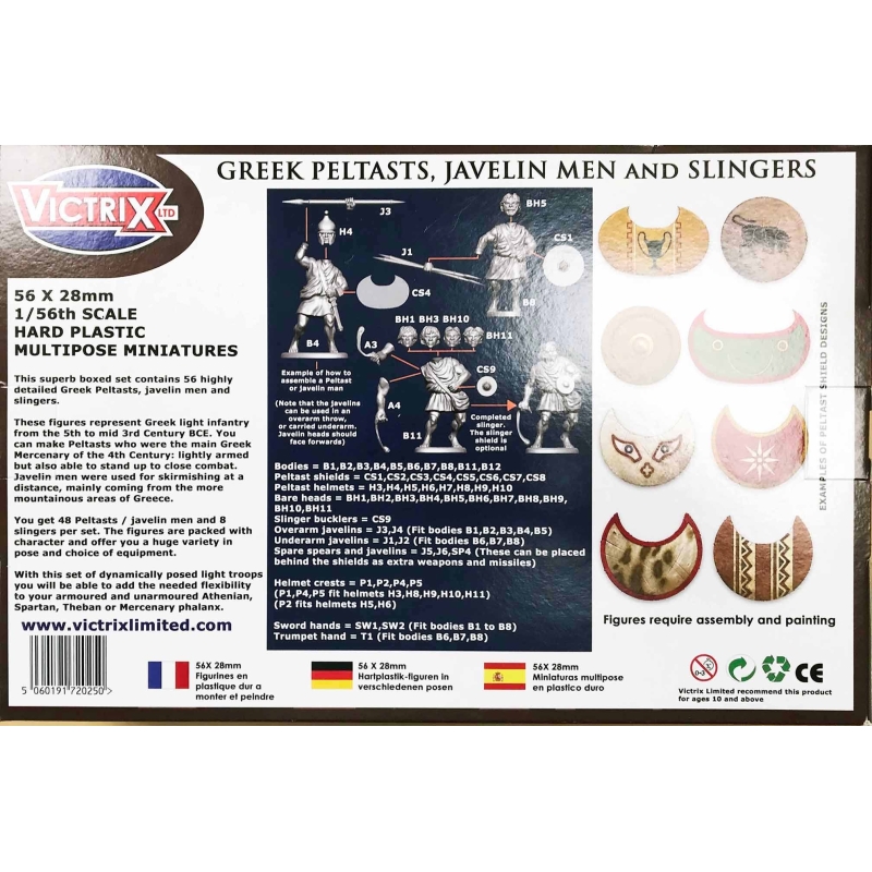 Greek Peltasts - Javelin Men Sprue (8) 28mm Plastic VICTRIX