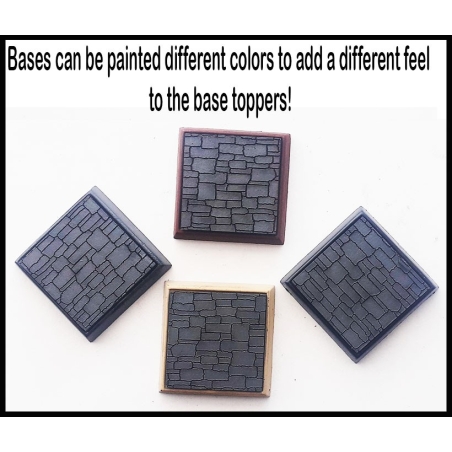 Cobblestone pre-painted 25mm square bases (10) w/toppers Miniature Bases